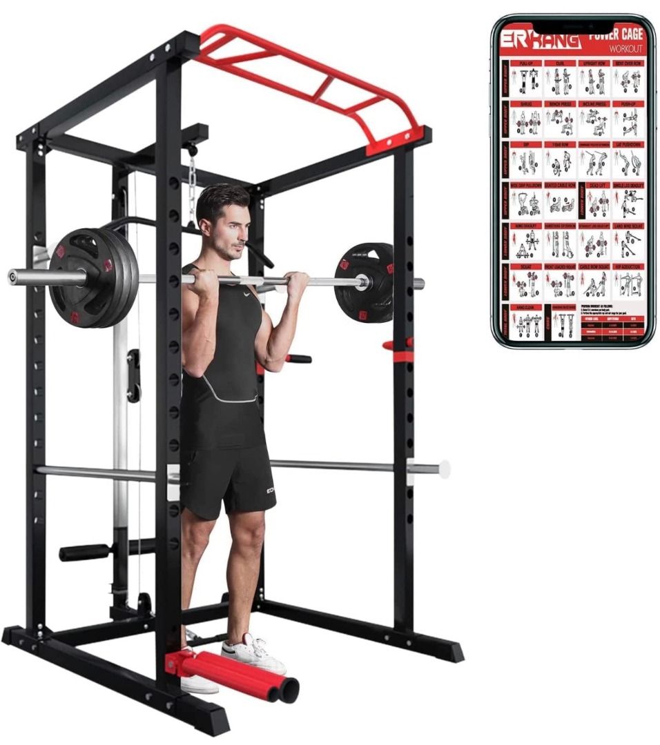 Black Power Cage Squat Rack w/ Landmine on Carousell