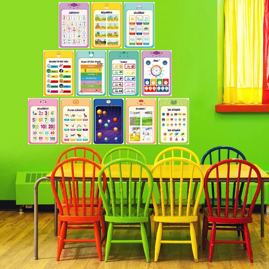 Boho 16pc A3 Children Educational Preschool Classroom Wall Poster ...
