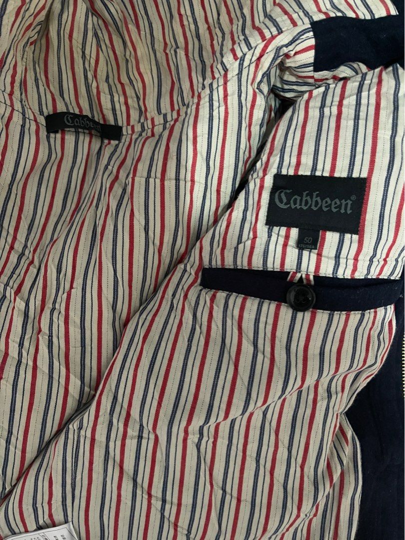 Cabbeen jaket pria original puring liris warna dark navy on Carousell