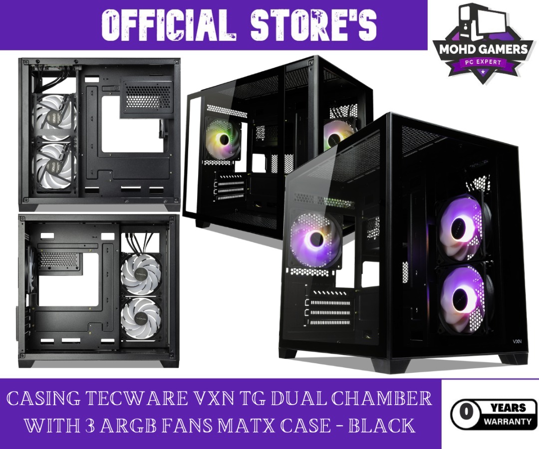 CASING TECWARE VXN V2 TG ARGB COMPACT DUAL CHAMBER MATX - BLACK ...