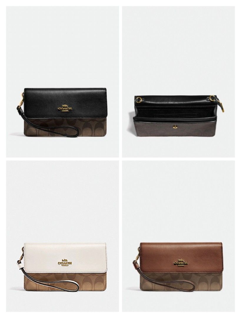 Coach Foldover Wristlet in Signature Canvas, Women's Fashion, Bags ...