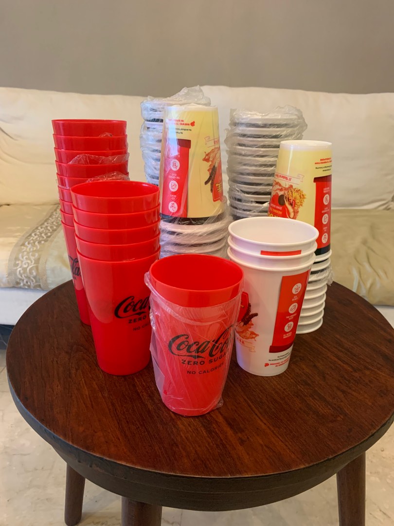 Jia Jia n Coca Cola plastic cups, Furniture & Home Living, Kitchenware ...