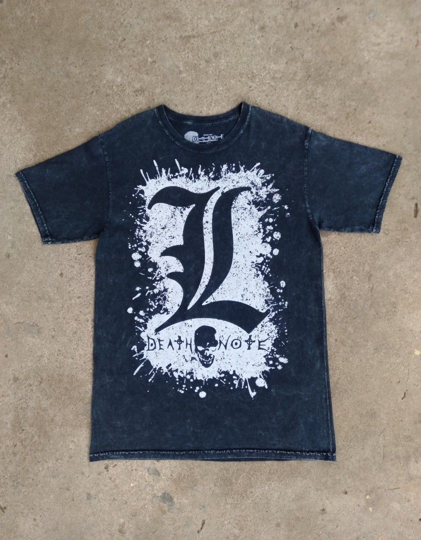 Death note anime stone wash shirt (medium), Men's Fashion, Tops & Sets ...