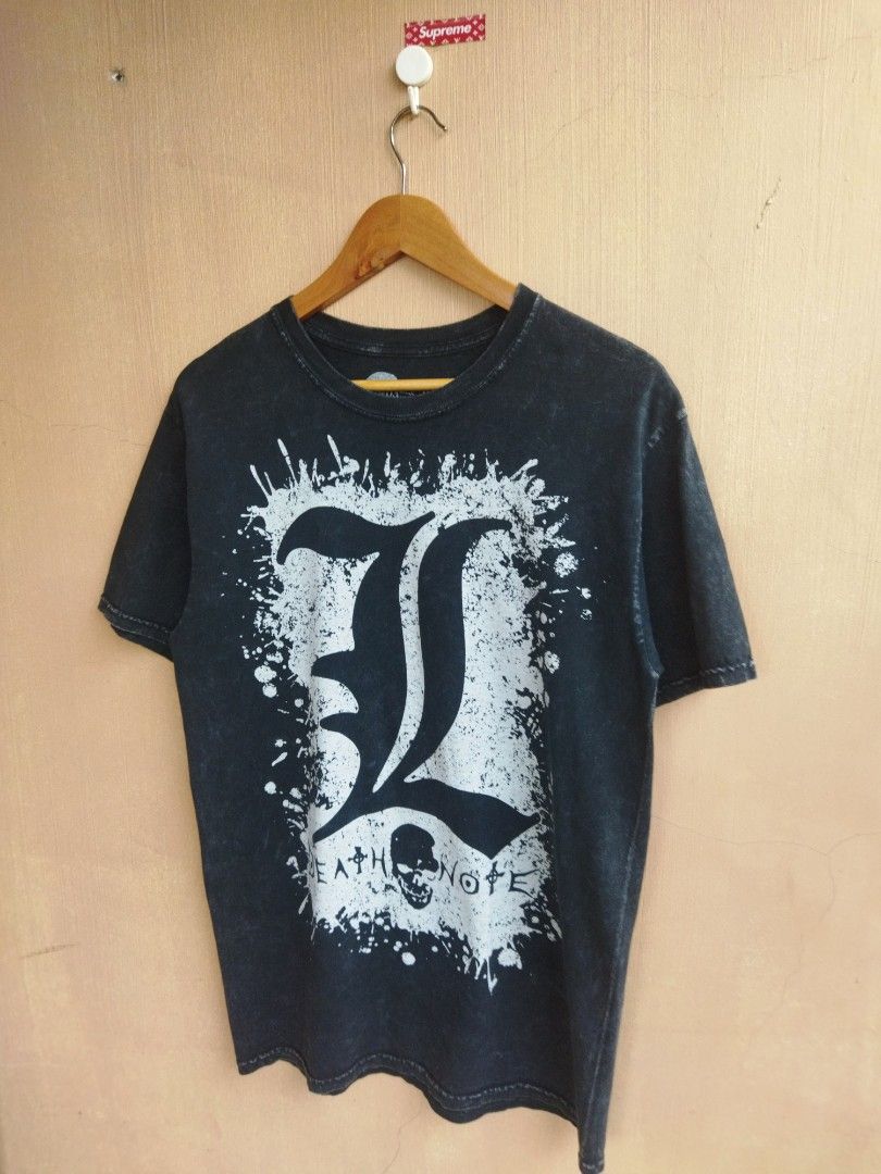 Death note anime stone wash shirt (medium), Men's Fashion, Tops & Sets ...