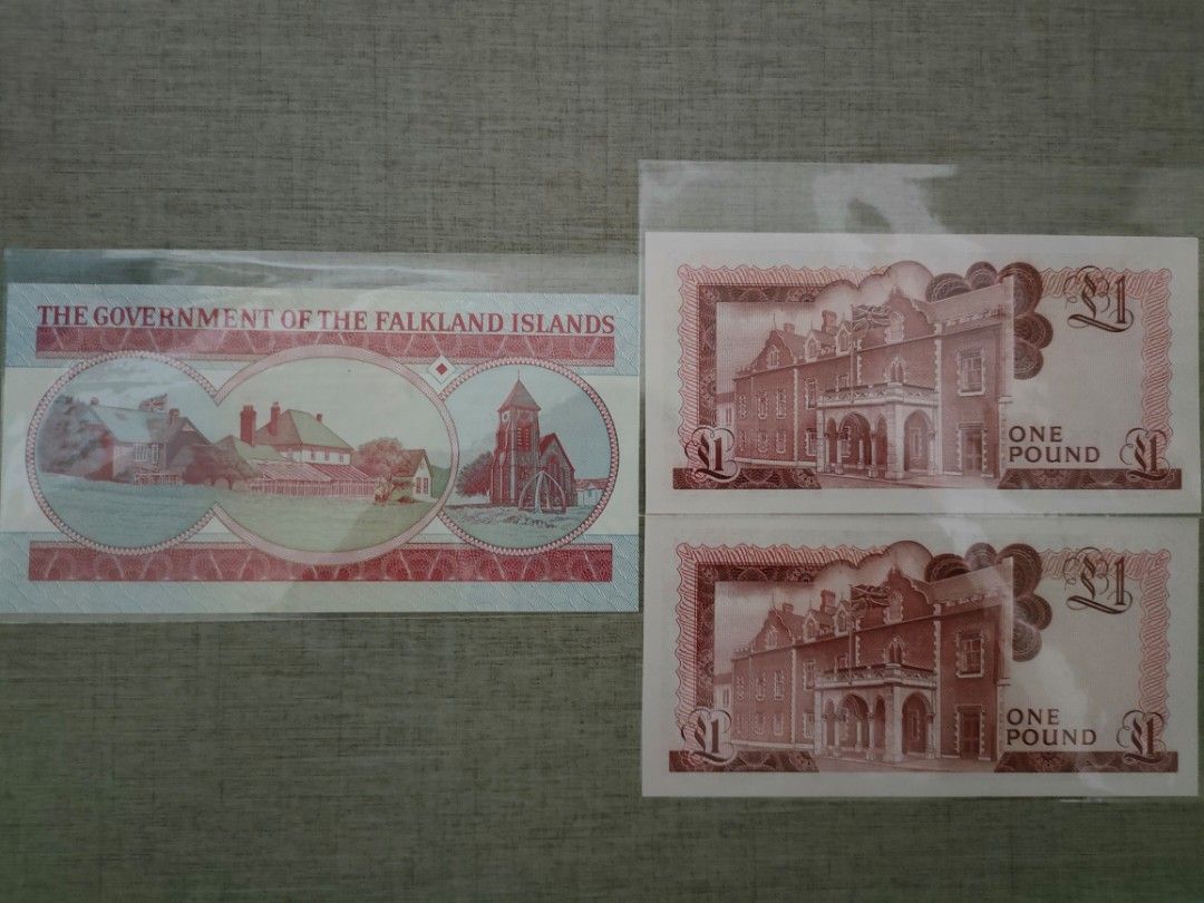 Falklands Islands 5 pound and Gibraltar one pound in running number ...