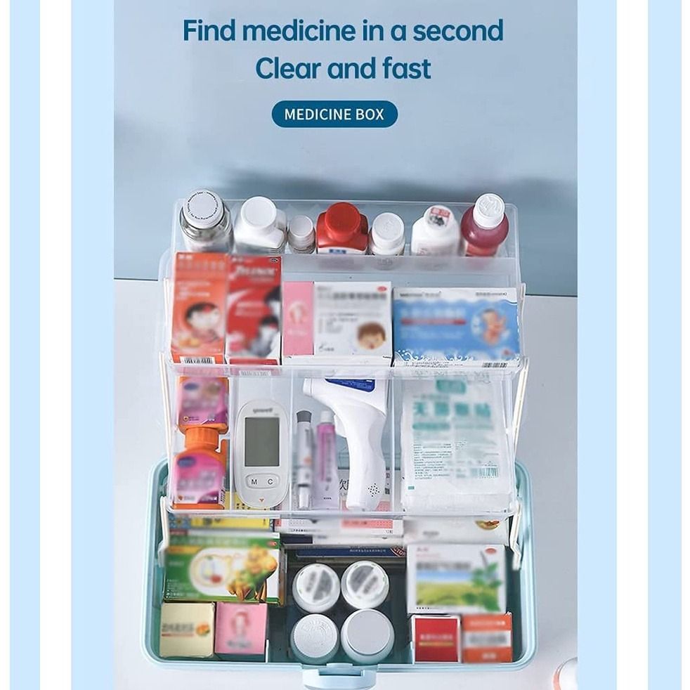 First Aid Box Medicine Tool Box Multi-Purpose 3 tiers Storage container ...