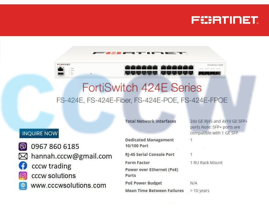 Fortinet FortiSwitch 424E Secure Access Switches, Computers & Tech ...