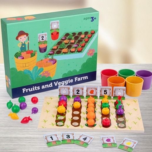 Fruits & Veggie Farm Vegetable Colour Sorting Preschool Montessori Toy ...