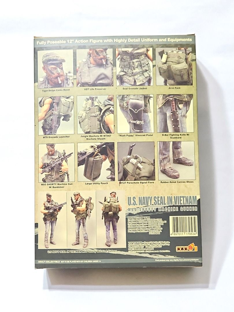 RESERVED HOT TOYS US NAVY SEAL IN VIETNAM M60 SHORTY MACHINE GUNNER ...