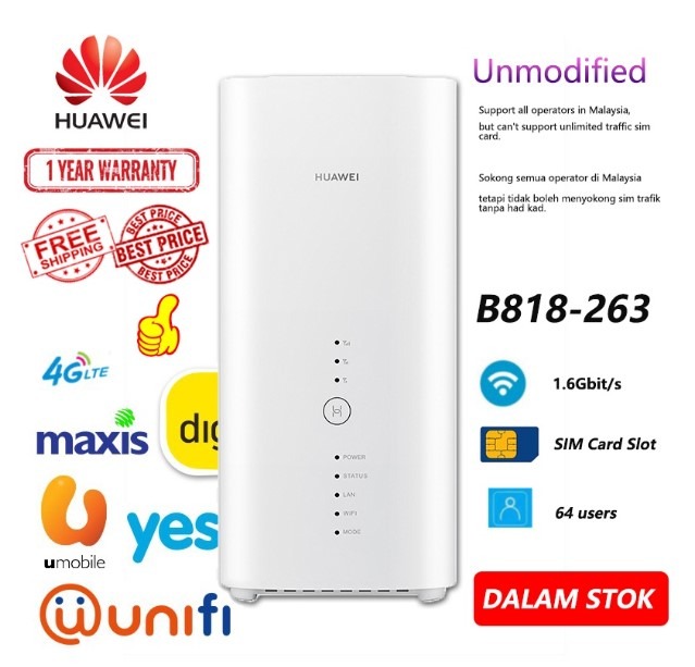 Huawei B818 Full Band 4G+ 5G Pro 1.6Gbps CAT19 Prime Router, Computers ...