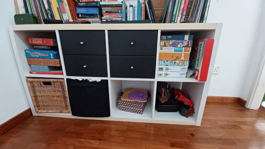 Ikea Kallax shelves 8 boxes, Furniture & Home Living, Furniture ...