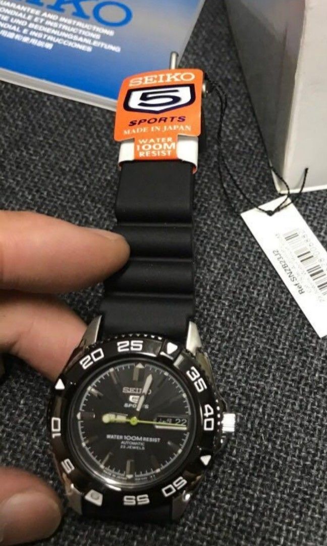 *JAPAN-MADE*Seiko 5 Sports SNZB23 Men's Automatic 23 Jewels Black Dial ...