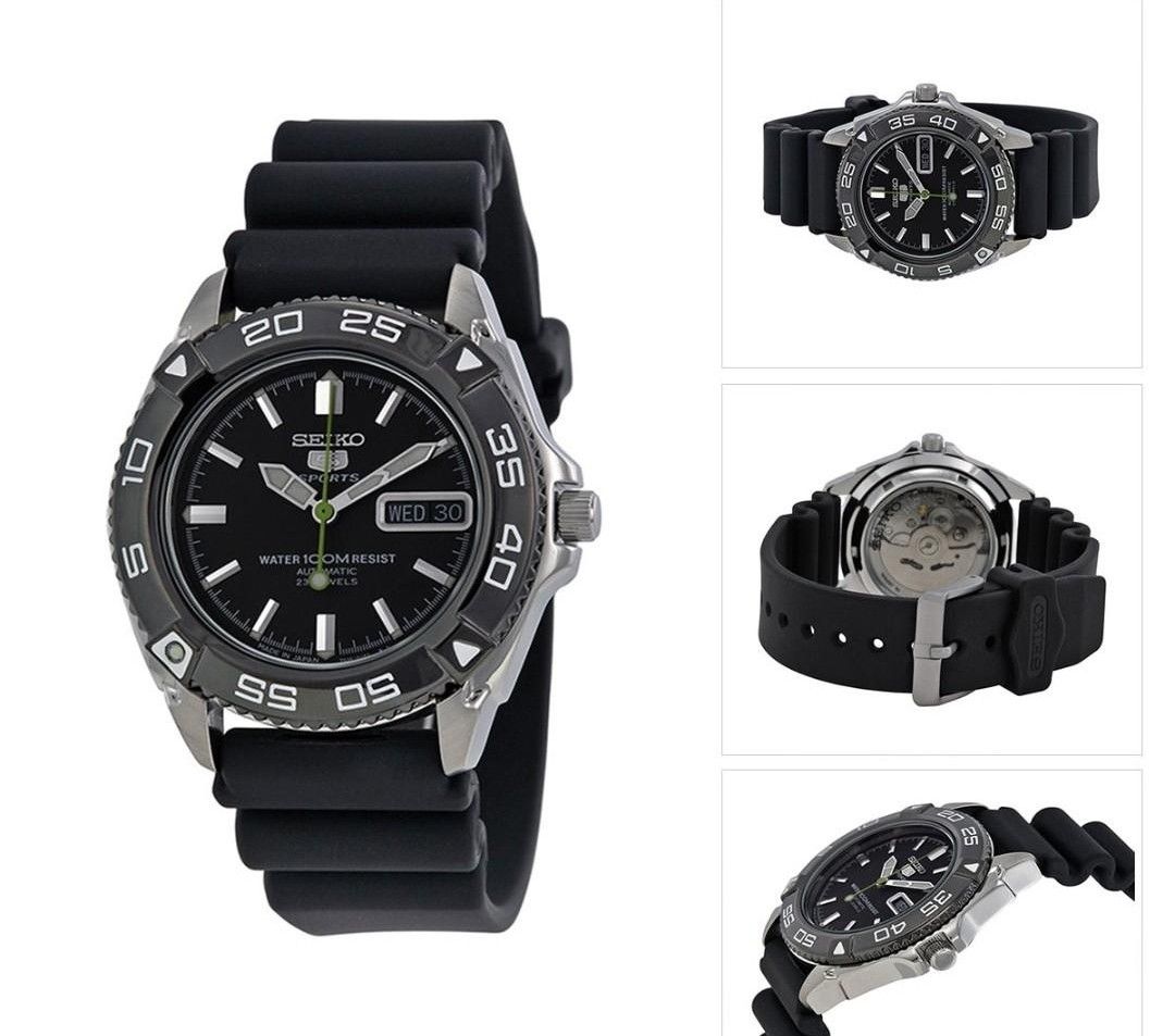 *JAPAN-MADE*Seiko 5 Sports SNZB23 Men's Automatic 23 Jewels Black Dial ...