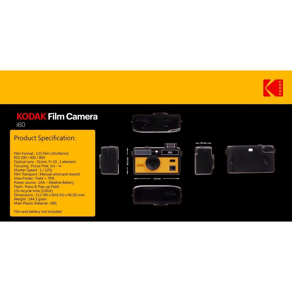 Kodak i60 35mm Reusable Film Camera (NEW COLOURS), Photography, Cameras on Carousell