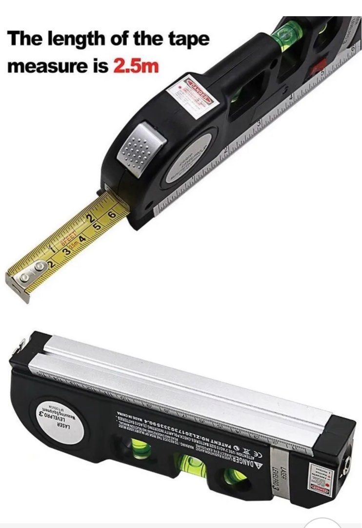 Laser Level Multipurpose Line Laser Leveler Tool Cross Line Lasers With 8FT 2.5M Standard ...