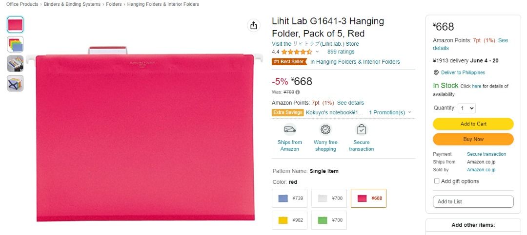 Lihit Lab Hanging Folder 32 Piece Set, Furniture & Home Living, Office ...