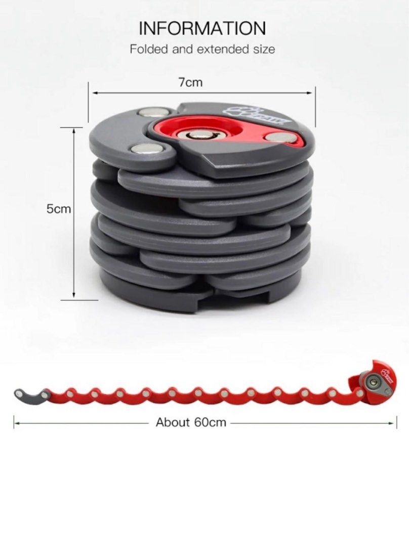 **Lock PAW Foldable Lock 2 Keys Strong Security Anti-theft Lock Heavy ...
