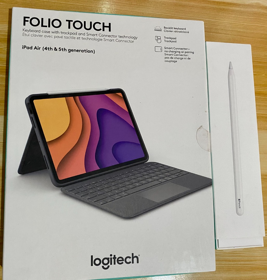 Logitech Wireless Keyboard with touch pad, Apple pen 2nd gen, Air Pods ...