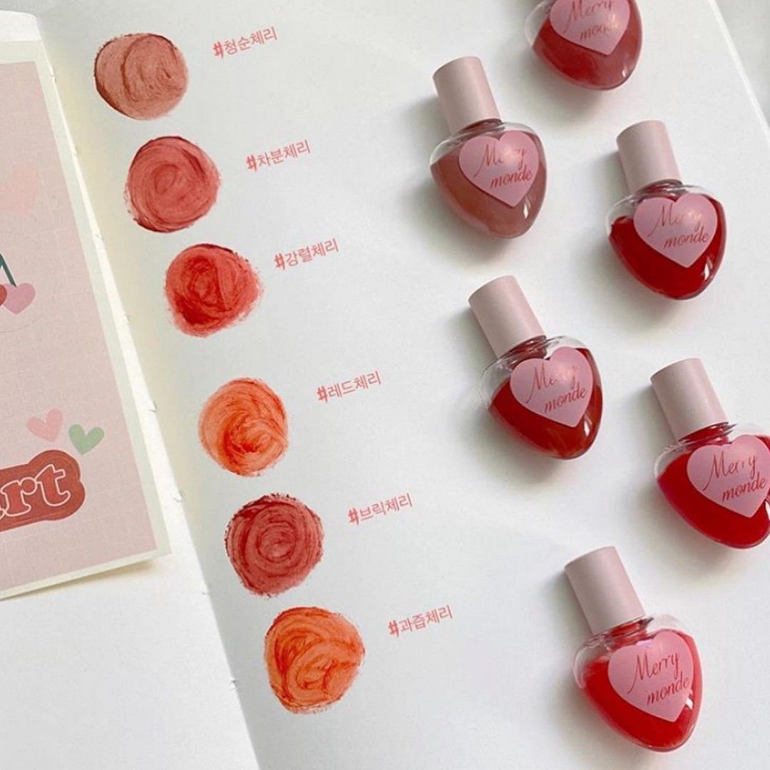 Merry Monde Cherry Heart Lip Tint, Beauty & Personal Care, Face, Makeup ...