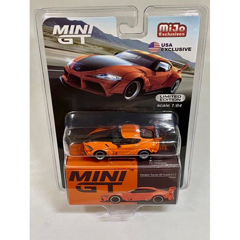 Mini GT 294 PANDEM TOYOTA GR SUPRA V1.0 Orange Black Line LHD 1/64 Diecast Car [7cm x 2.5cm x ...