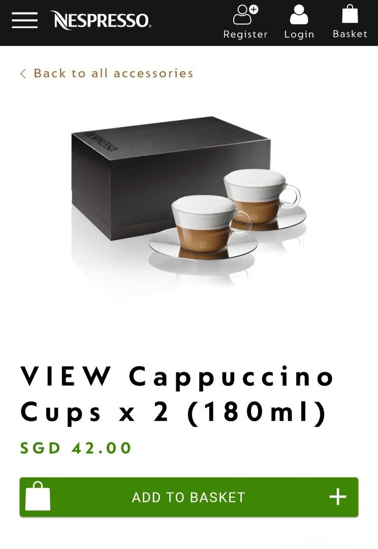 Nespresso View Cappuccino Cups, Furniture & Home Living, Kitchenware ...