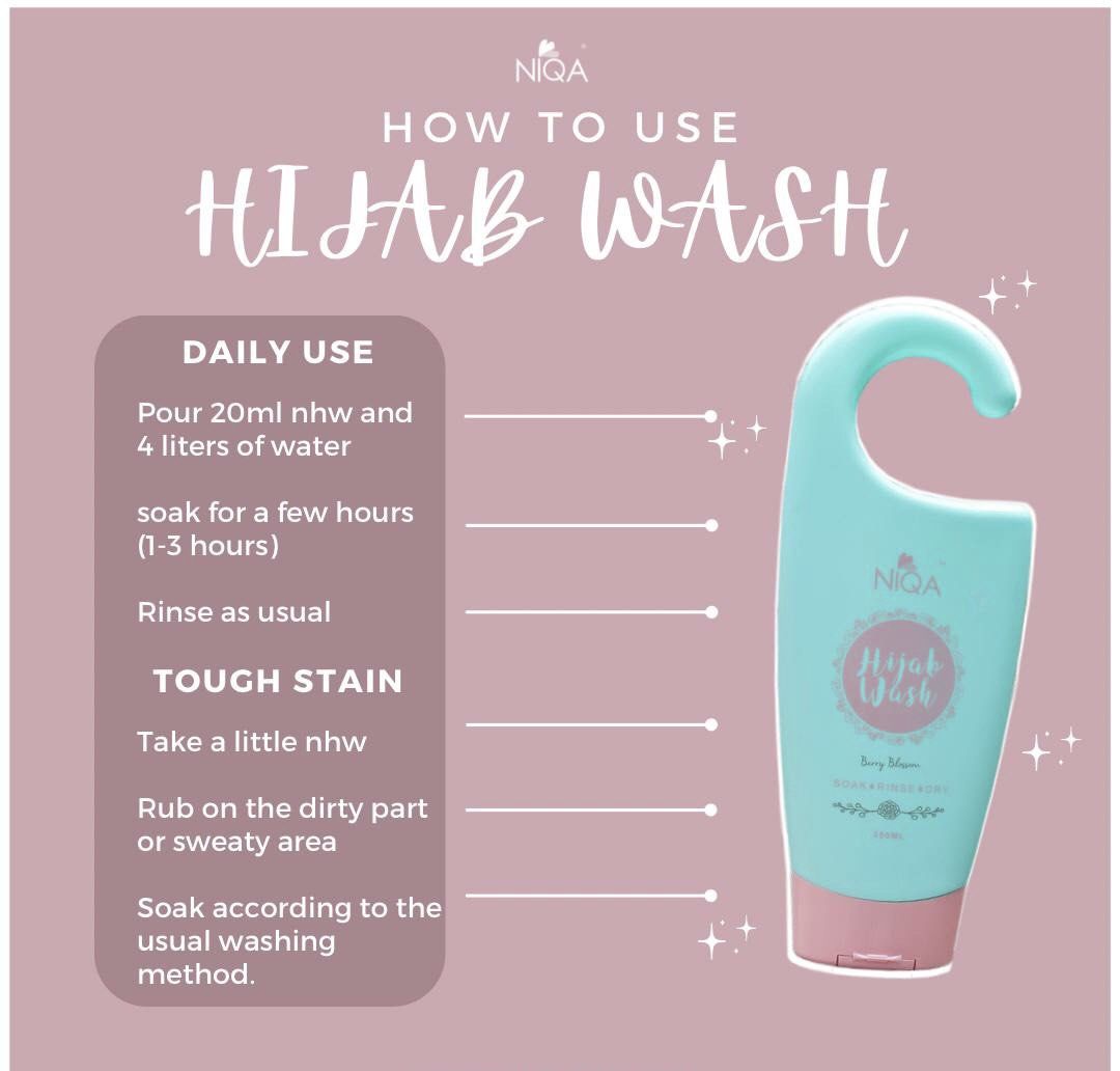 NIQA Hijab Wash + Instant Stain Remover, Women's Fashion, Muslimah ...