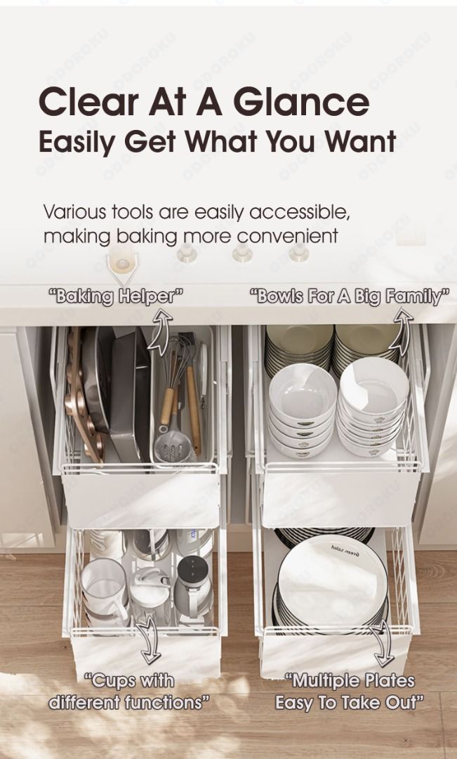 ODOROKU Stackable 2-Tier Under Sink Cabinets Organizer with Sliding ...