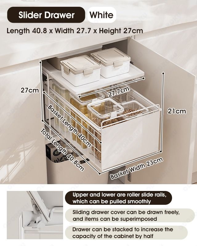 ODOROKU Stackable 2-Tier Under Sink Cabinets Organizer with Sliding ...