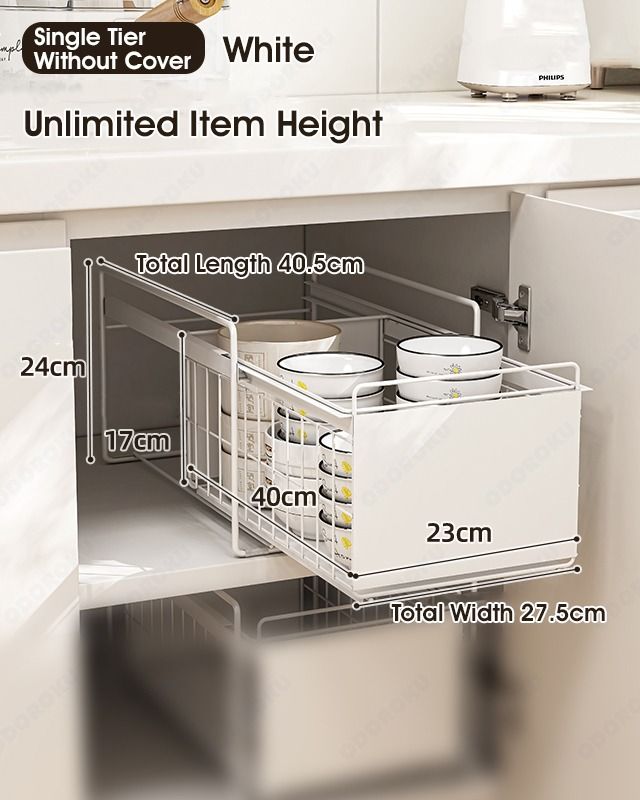 ODOROKU Stackable 2-Tier Under Sink Cabinets Organizer with Sliding ...