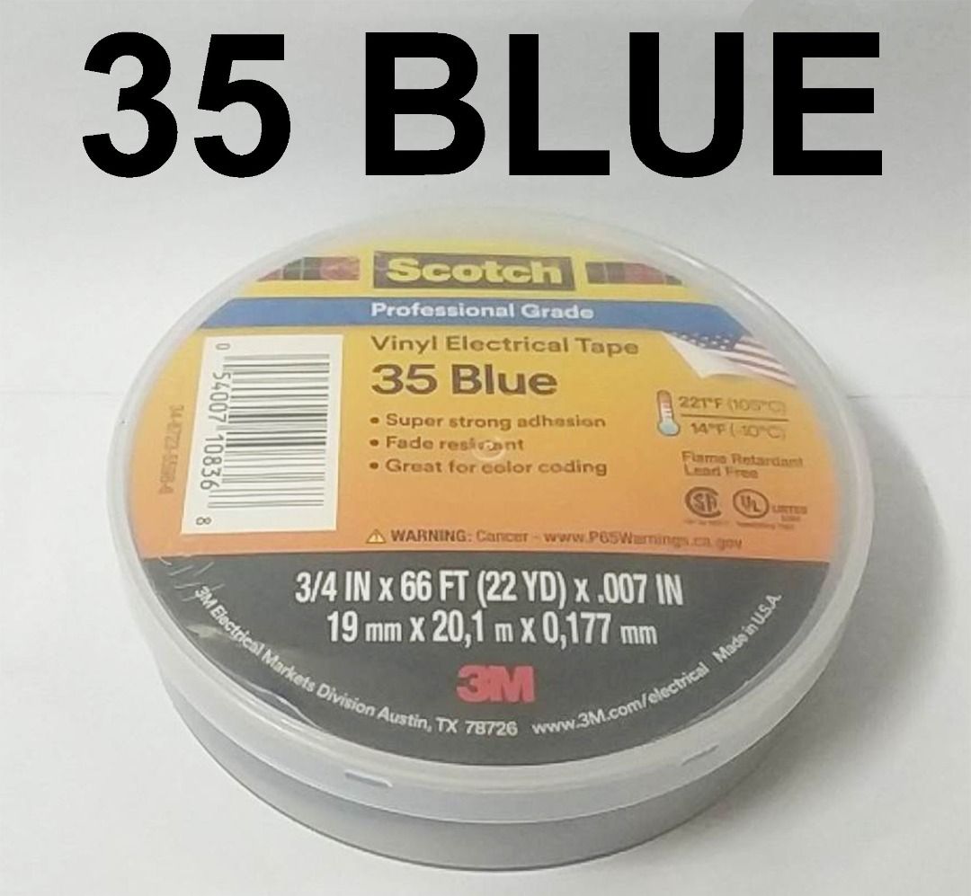 ORIGINAL 3M SCOTCH 35 BLUE ---- COLOR CODING TAPE VINLY ELECTRICAL TAPE ...
