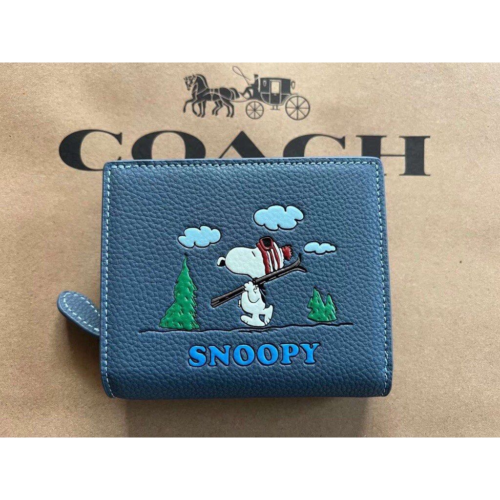 Original Coach x Peanut Snoopy Canvas Short Wallet, Women's Fashion ...