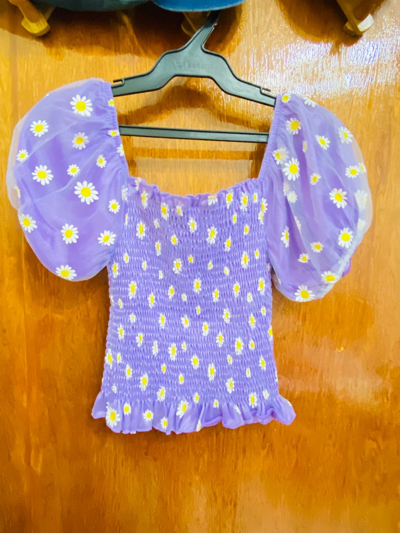 Purple Daisy Top, Women's Fashion, Tops, Blouses on Carousell