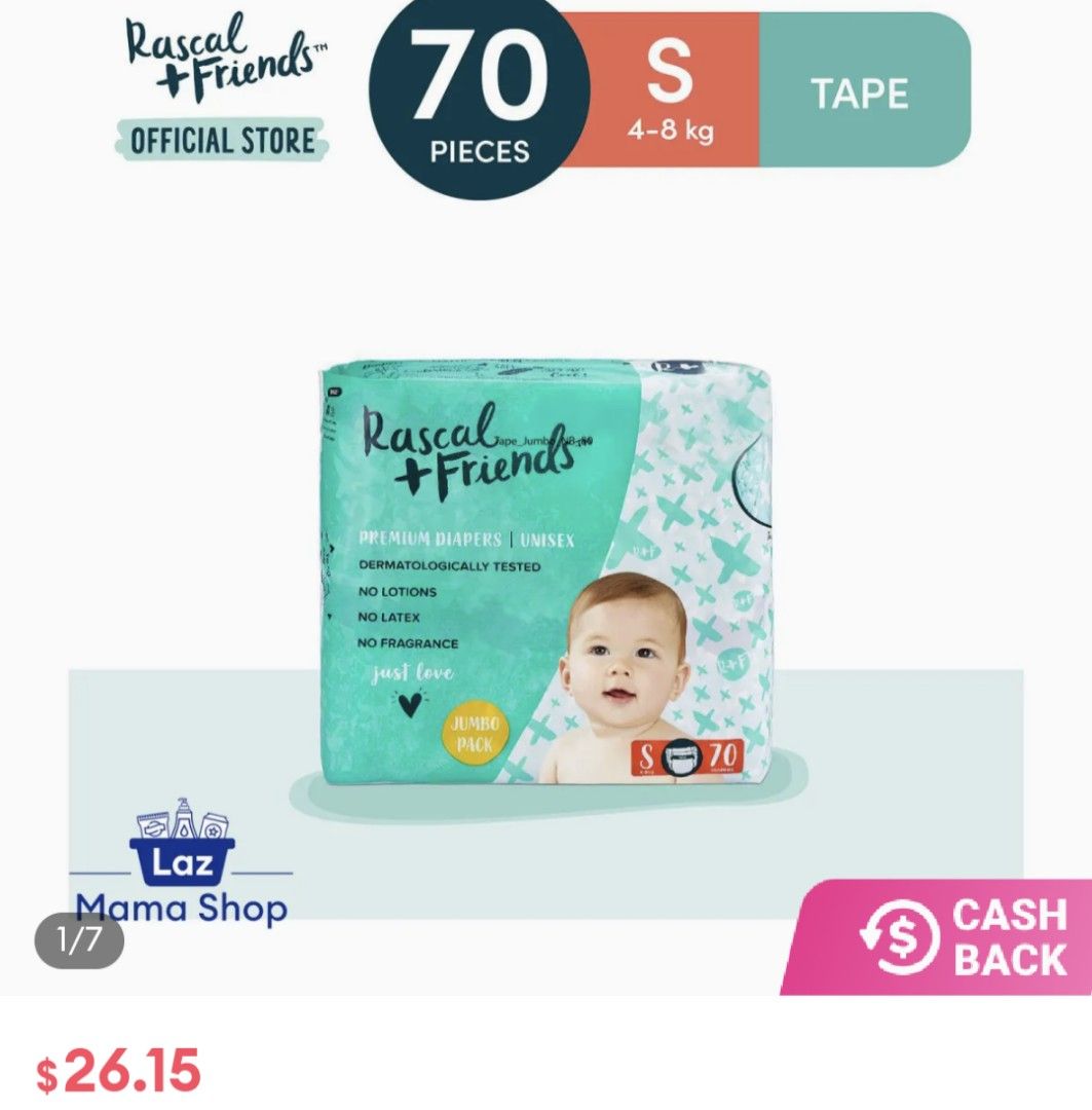 Rascal and Friends Diapers S size, Babies & Kids, Bathing & Changing ...