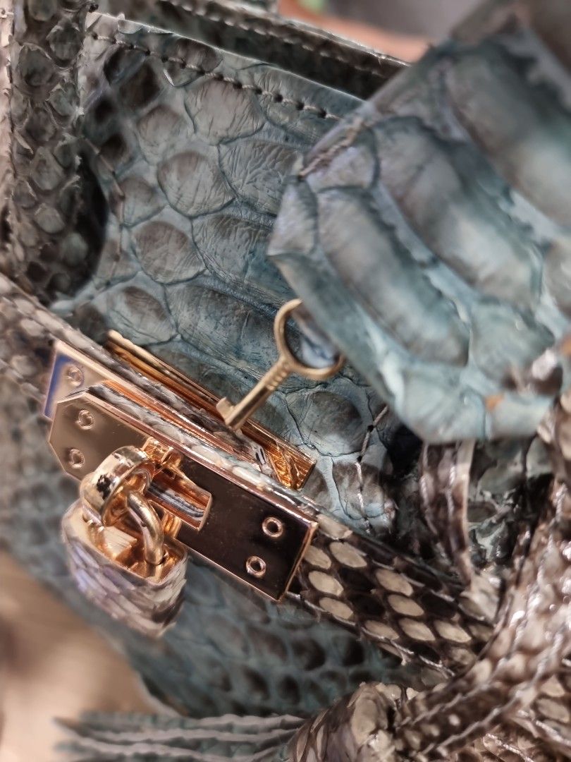 Real skin Python natural Tosca, Luxury, Bags & Wallets on Carousell