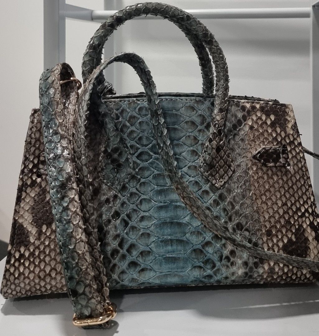 Real skin Python natural Tosca, Luxury, Bags & Wallets on Carousell