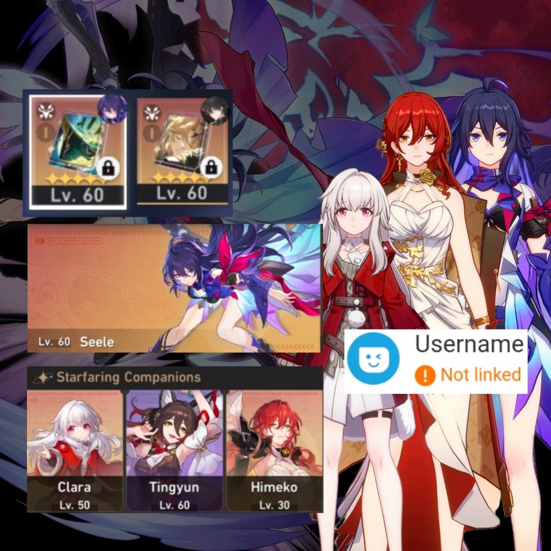 seele + himeko + clara and 2 five star lightcones lc honkai star rail ...