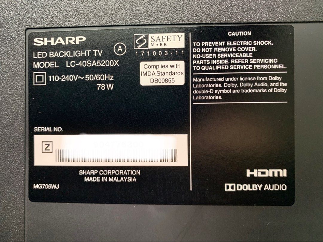 Sharp 40” FHD Digital Ready TV. (Not Smart TV), TV & Home Appliances, TV & Entertainment, TV on ...