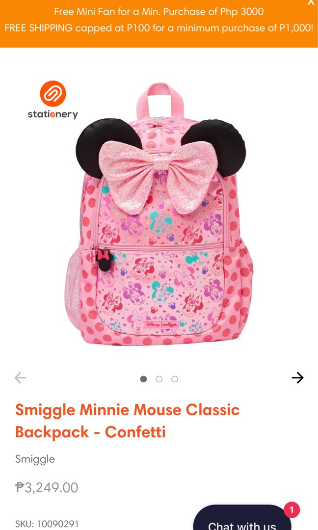 SMIGGLE BAG MINNIE MOUSE CLASSIC BACKPACK on Carousell