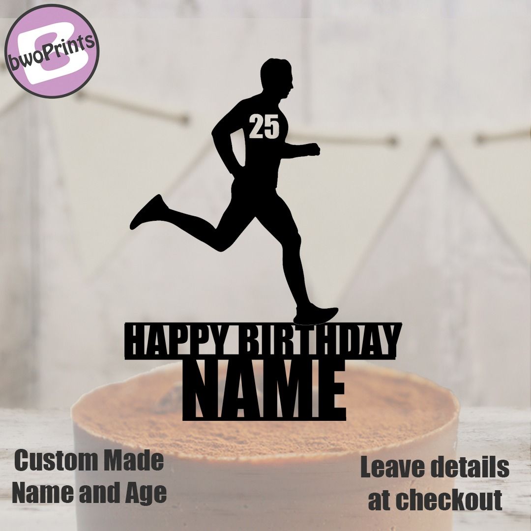 Sports Runner Running Athletic Woman Man Silhouette Cake Topper ...