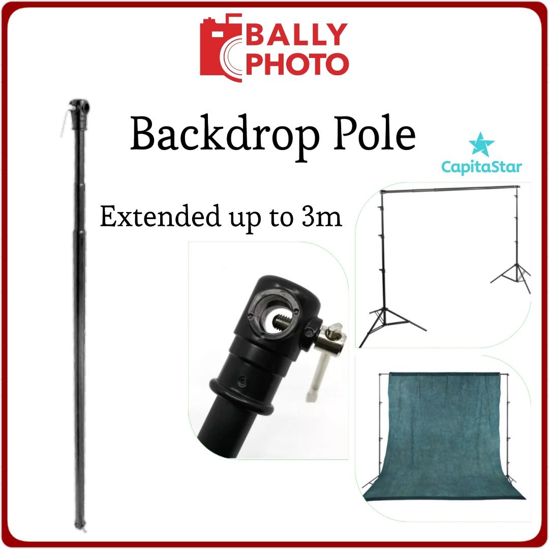 Studio Quality Backdrop Pole extended up to 3m ( Black & Silver ...