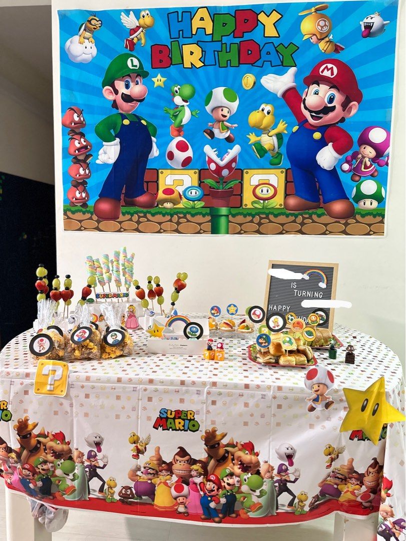 Super Mario bro Backdrop party deco, Hobbies & Toys, Stationery & Craft ...