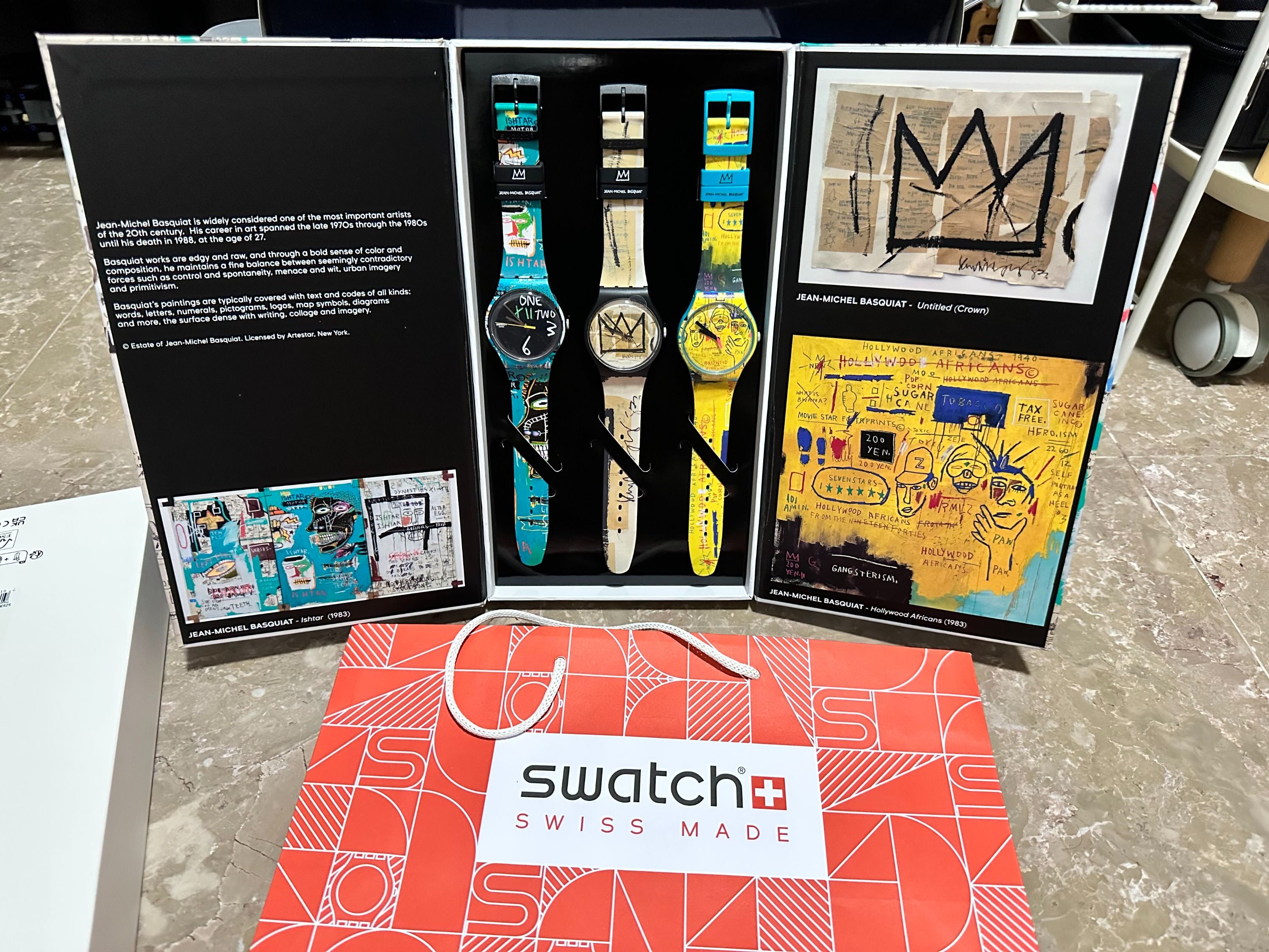 SWATCH X JEAN-MICHEL BASQUIAT TRIPTYCH, Luxury, Watches on Carousell