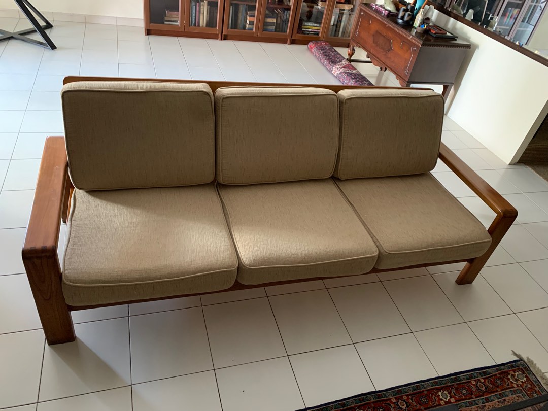 Teak frame sofa, Furniture & Home Living, Furniture, Sofas on Carousell