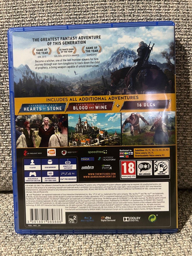 The Witcher 3 Wild Hunt Game of the Year Edition PS4, Video Gaming ...