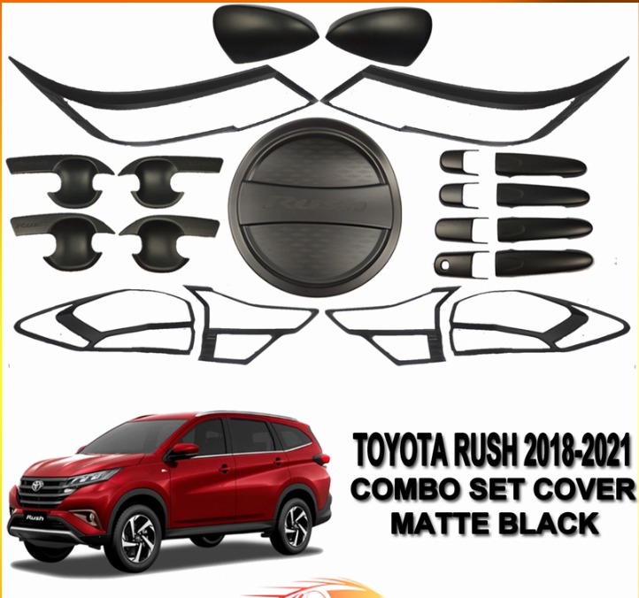 Toyota Rush 2018 to 2023 E Garnish Combo set w/ side mirror matte black ...