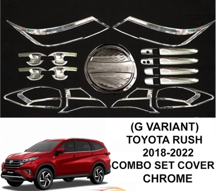 Toyota Rush 2018 to 2023 G VARIANT Garnish Combo set cover chrome on ...