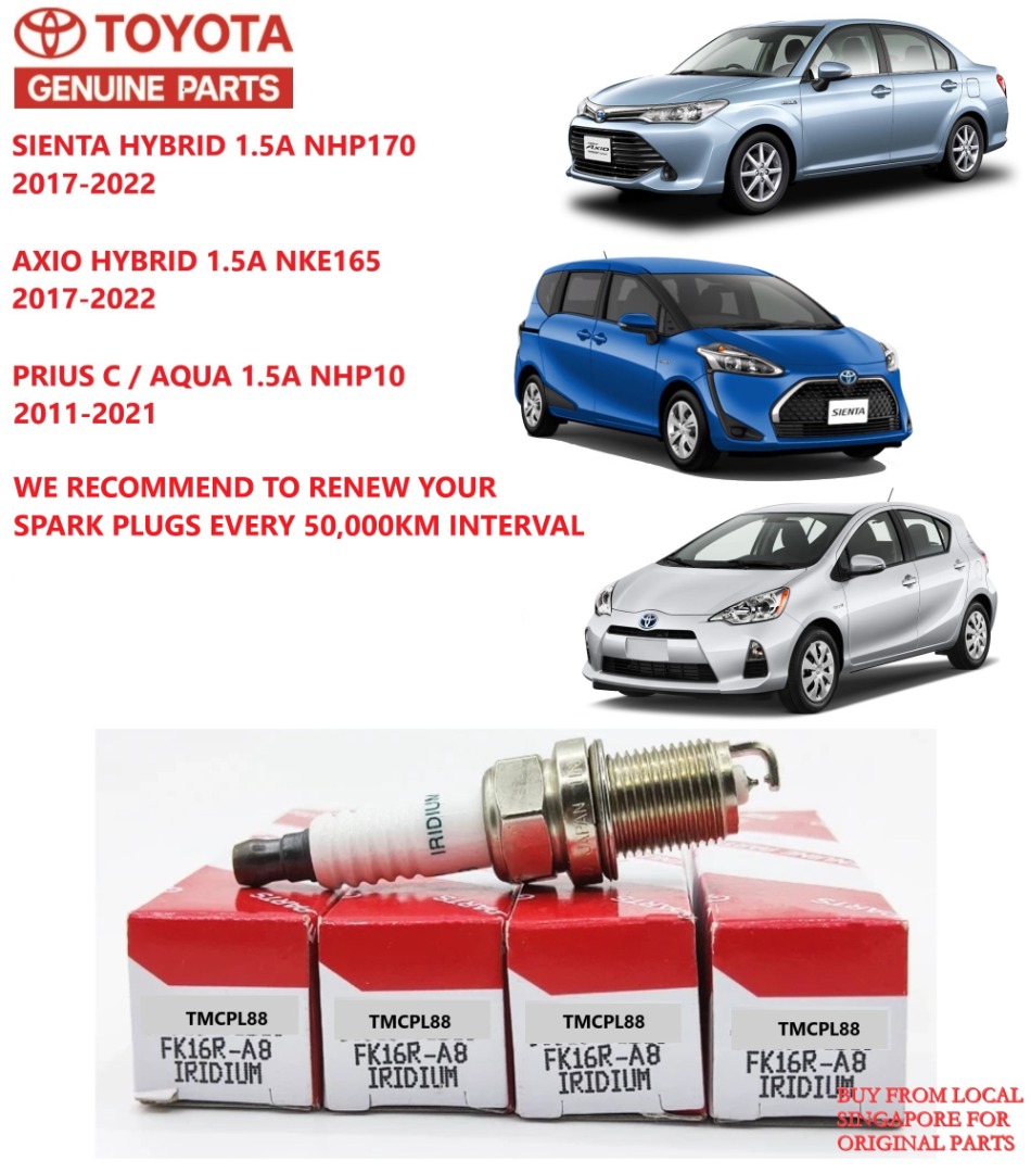 TOYOTA SIENTA AXIO HYBRID PRIUS C AQUA GENUINE SPARK PLUGS X4, Car ...