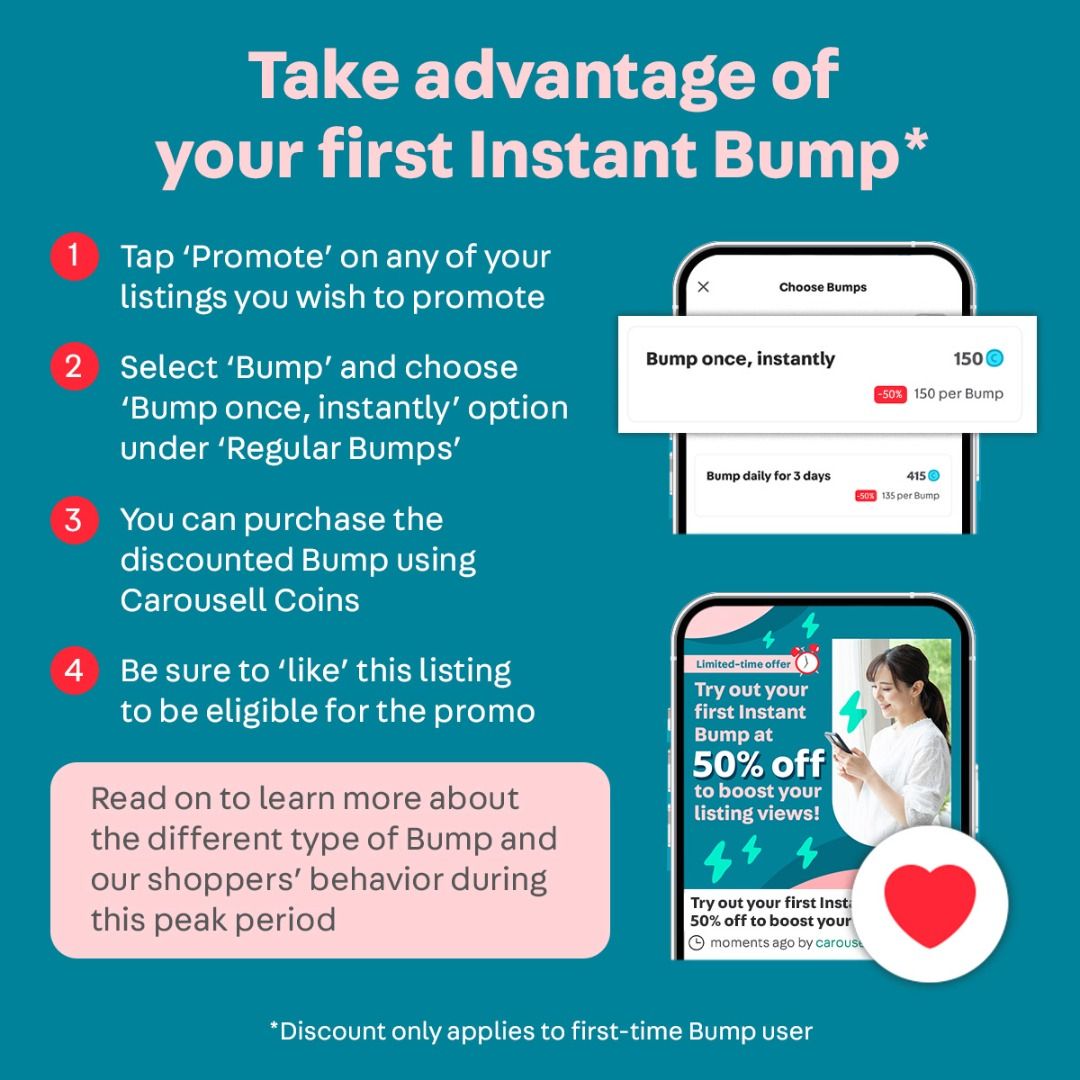 Try out your first Instant Bump at 50% OFF to boost your listing views ...