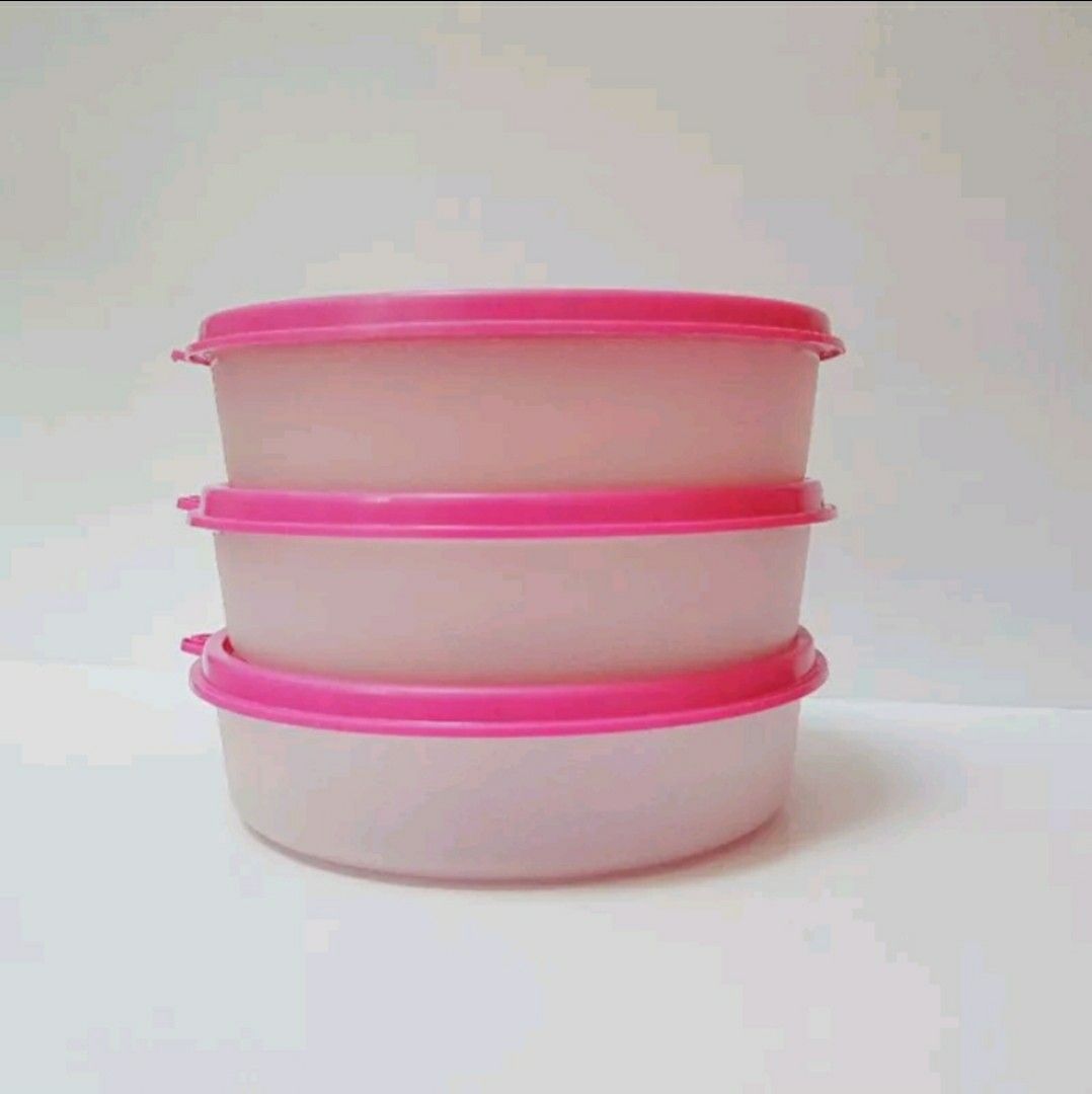 Tupperware Pink Medium Handy Bowl Round Wadah Bundar Penyimpanan ...