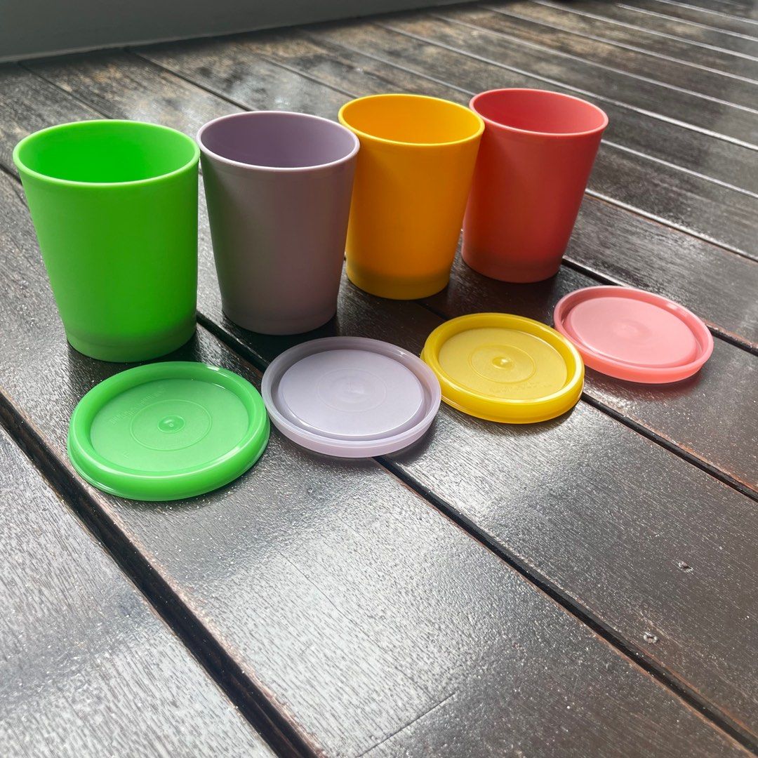 Tupperware Small Tumbler bottles set of 4 cups, Furniture & Home Living ...